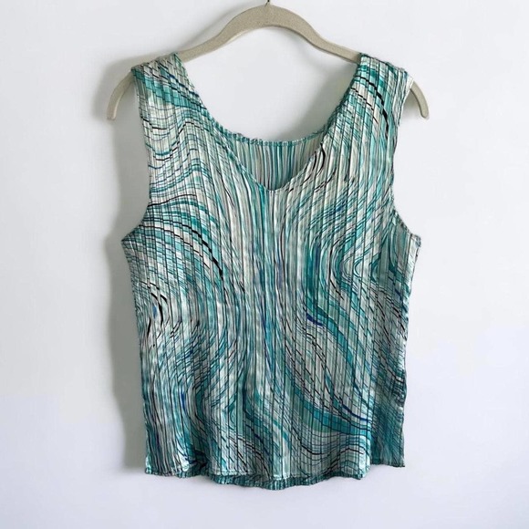 Piano | Tops | Vintage Piano Blue Plisse Tank Size L | Poshmark